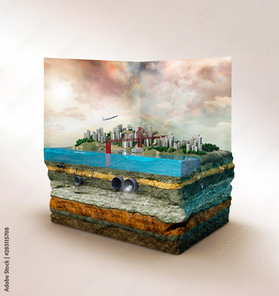 Cross section of a city by day Stock Photo | Adobe Stock