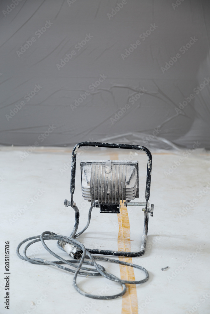 Halogen spotlight on construction site Stock Photo | Adobe Stock