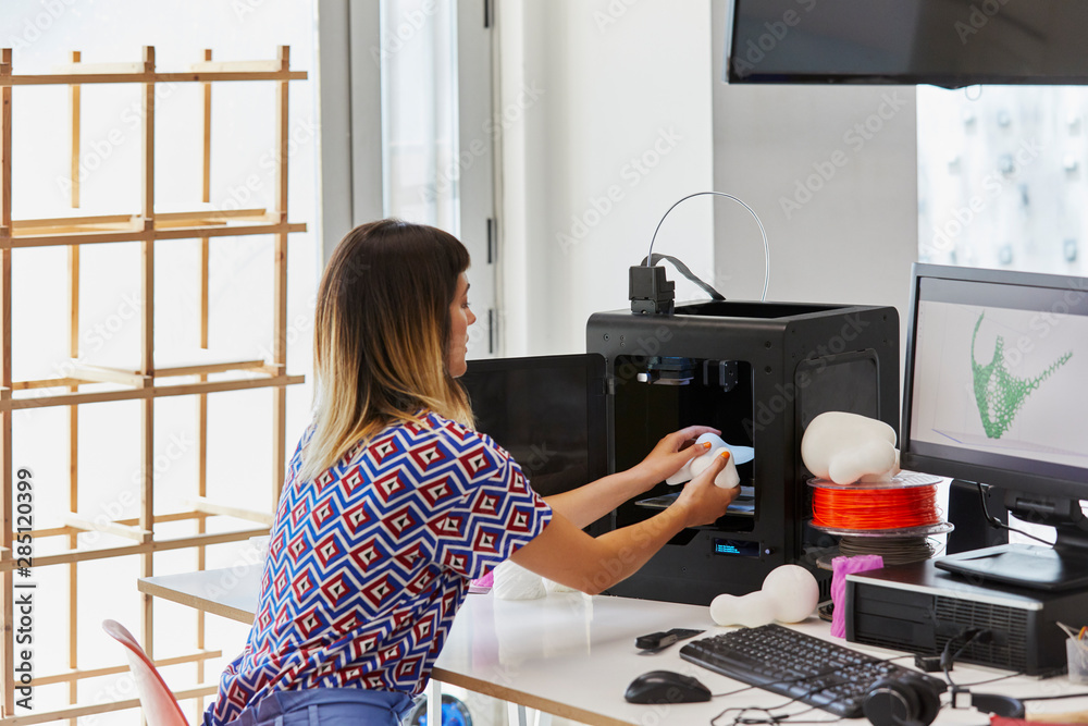 Engineer Making 3D Model On Printer By Computer Stock Photo | Adobe Stock