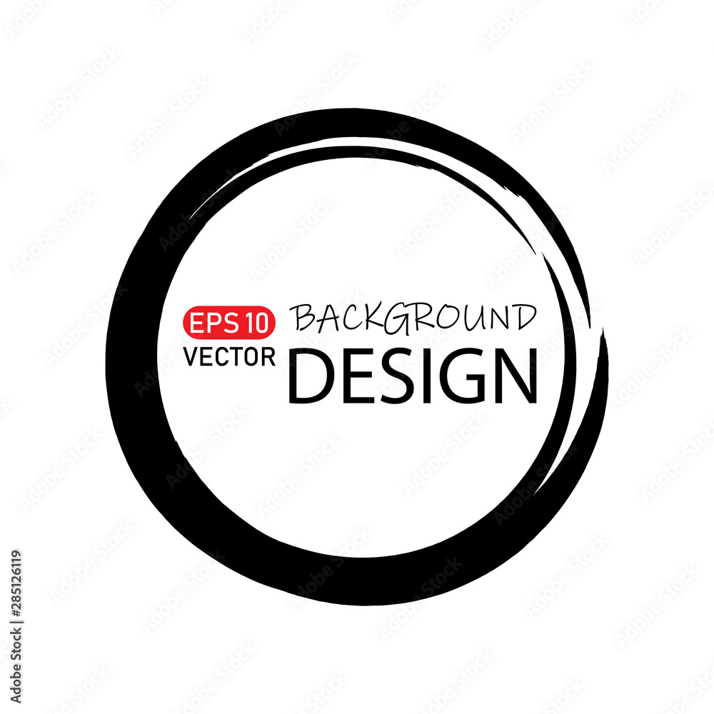 Vector circle in Japanese calligraphy style. Ink hand-drawn brush ...