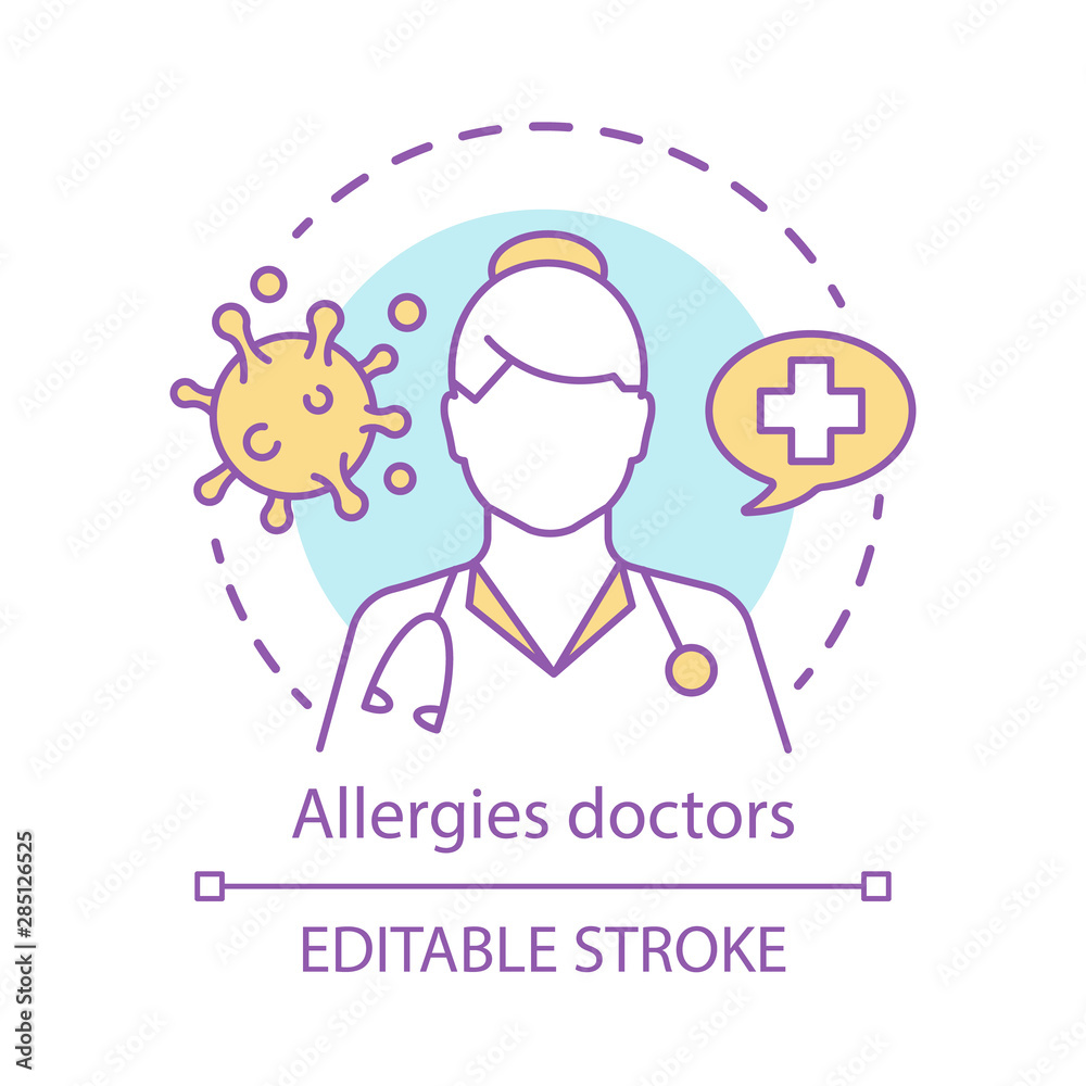 Allergies doctors concept icon. Allergist, immunologist, ENT doctor ...