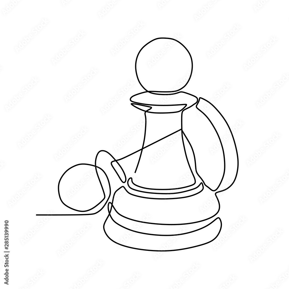 Continuous one line drawing of chess pieces minimalist design isolated ...