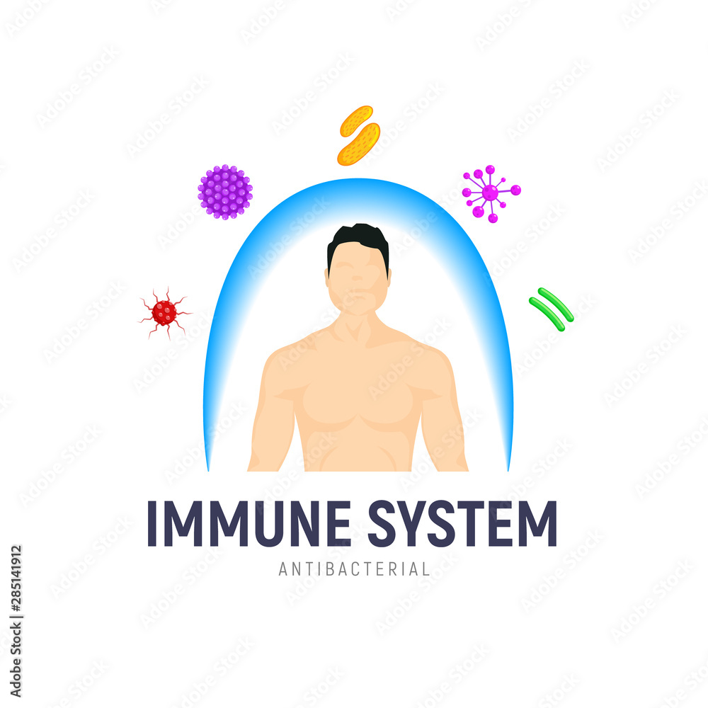 Immune system vector icon logo. Health bacteria virus protection ...