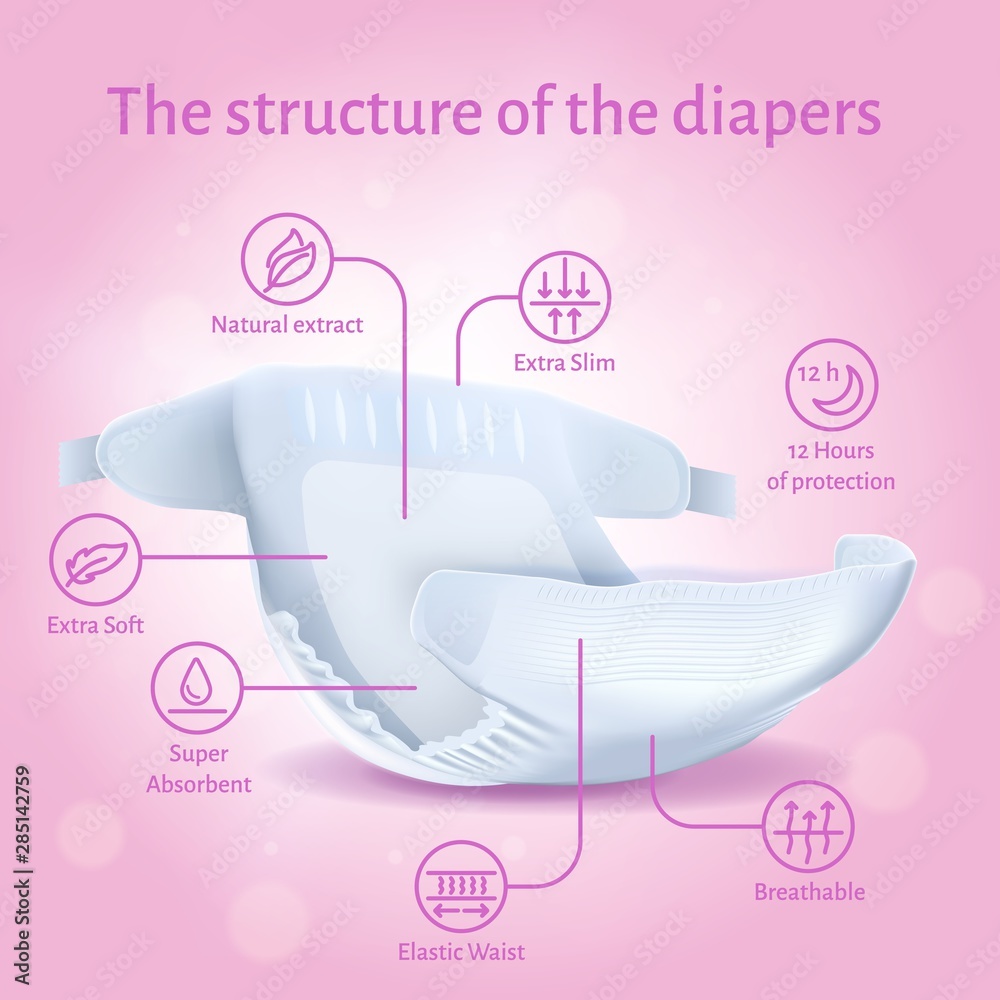 Infographics Structure of Adsorbent Diaper Vector Stock Vector | Adobe ...