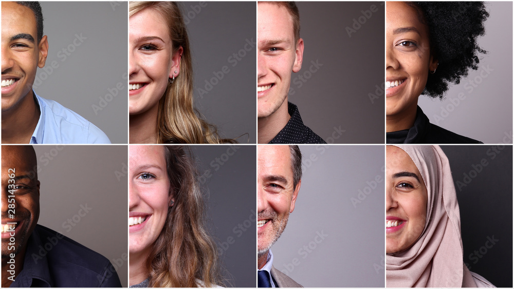 Beautiful multicultural ethnicities from different people around the ...