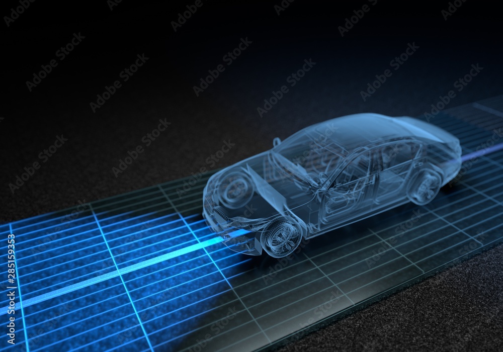 Autonomous Self Drive Vehicle with lidar technology Foto Stok | Adobe Stock