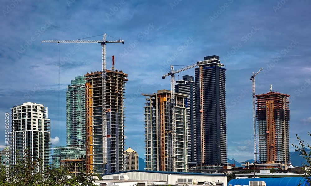 Construction site in Burnaby City, construction of a new residential ...