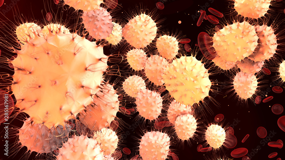 Cancer t cell lymphocytes in human body under an electron microscope ...