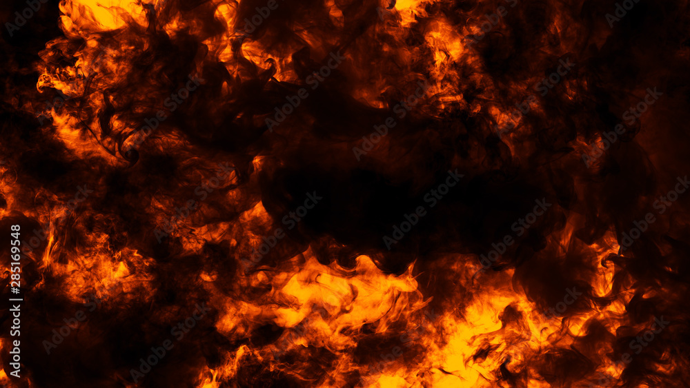 Fire flames texture on isolated black background. Perfect texture ...