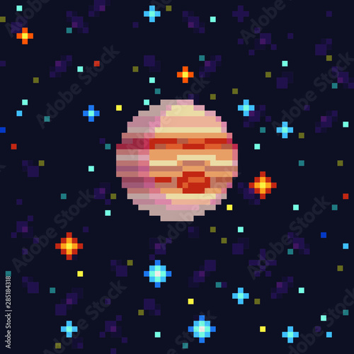 Sci-fi space planet pixel art background. Venus, solar system object ...