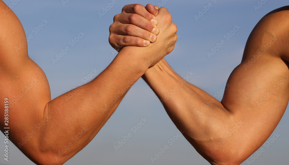Arms wrestling, competition, strength comparison. Vs. People, leisure ...
