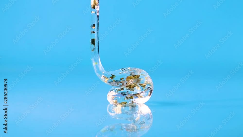 Transparent liquid, shower gel, hyaluronic acid, liquid glass slowly ...