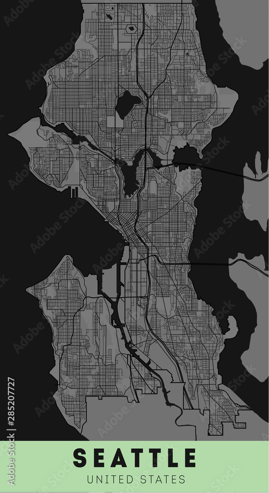 Seattle USA City Map in Retro Style. Outline Map. Illustration. Stock ...
