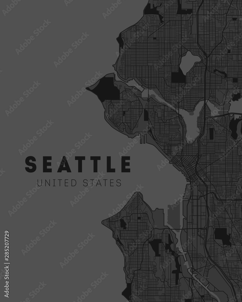 Seattle USA City Map in Retro Style. Outline Map. Illustration. Stock ...