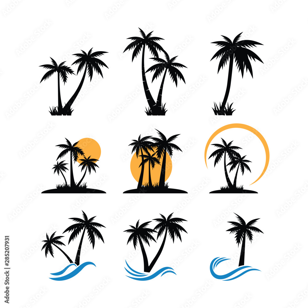 Palm tree graphic design template vector isolated Stock Vector | Adobe ...