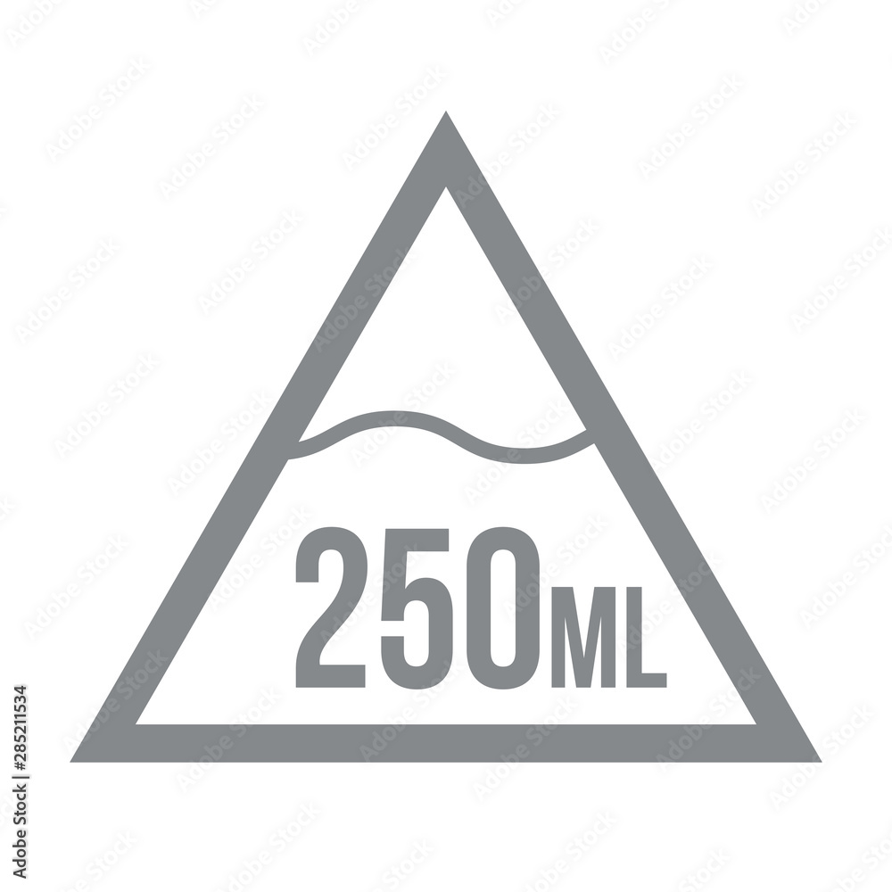 Liter l sign (l-mark) estimated volumes 250 milliliters (ml) Vector ...