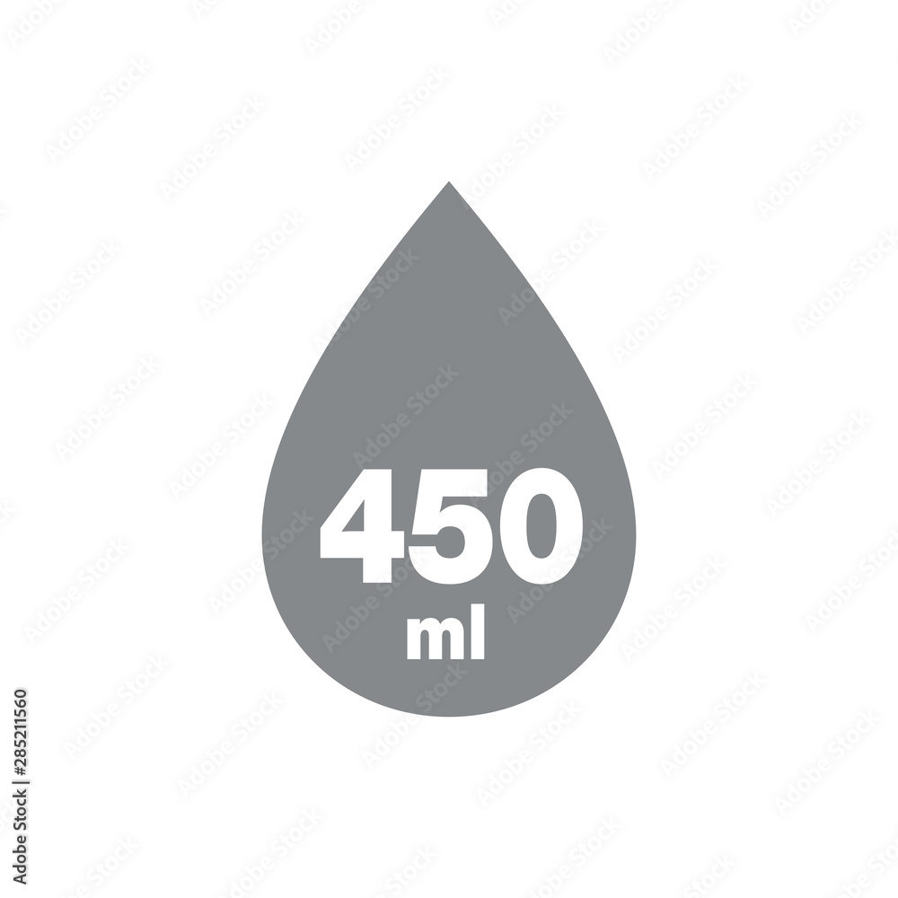 Vetor de Liter l sign (l-mark) estimated volumes 450 milliliters (ml ...