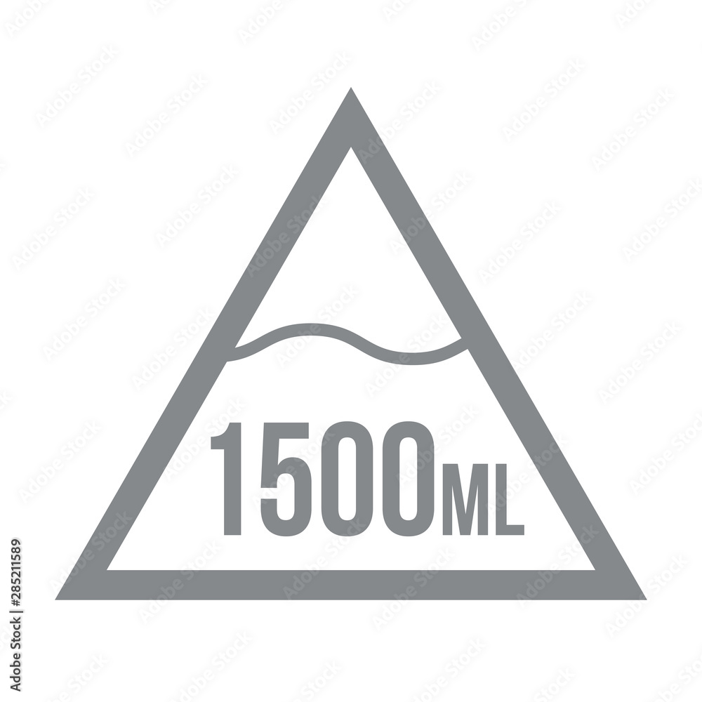 Liter l sign (mark) estimated volumes 1500 milliliters (ml) Vector ...