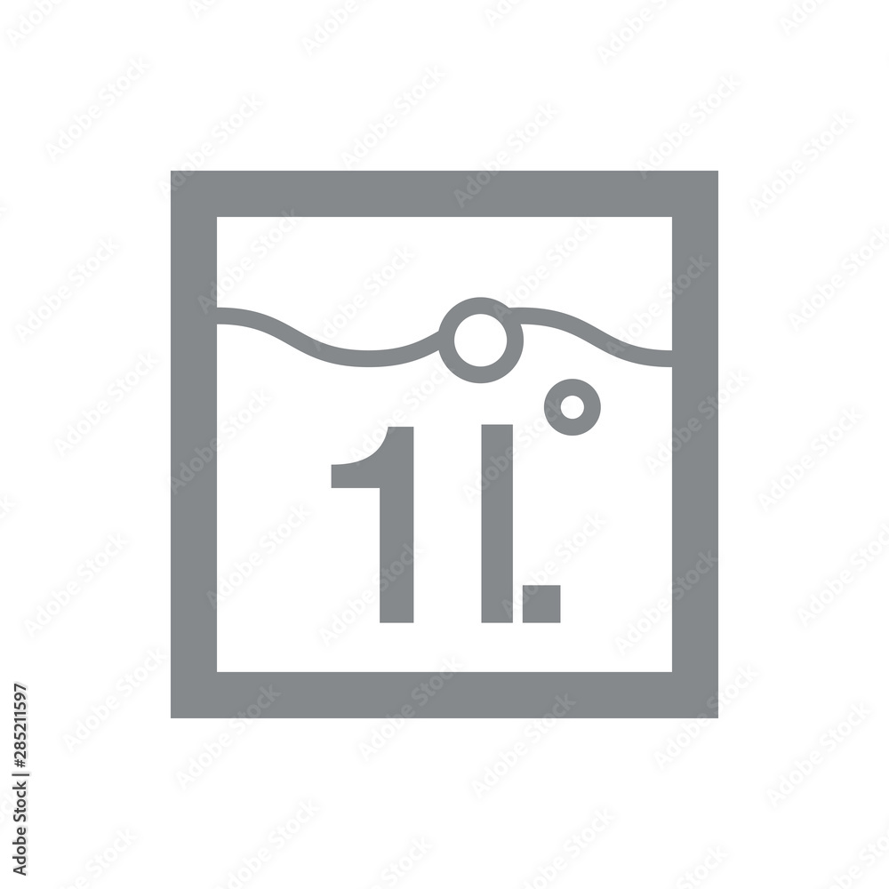 1 Liter l sign l-mark estimated volumes 1000 milliliters ml Vector ...