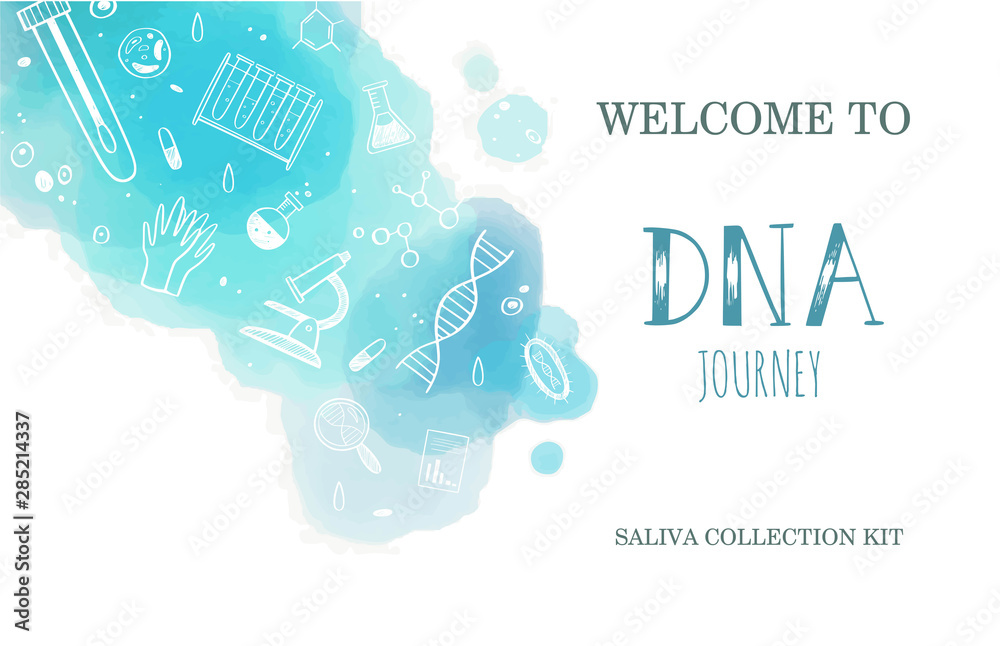 Vector Ethnicity and genealogy DNA genetic test home kit cover, design ...