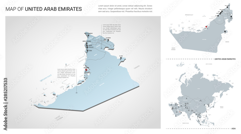 Stockvector Vector set of United Arab Emirates country. Isometric 3d ...