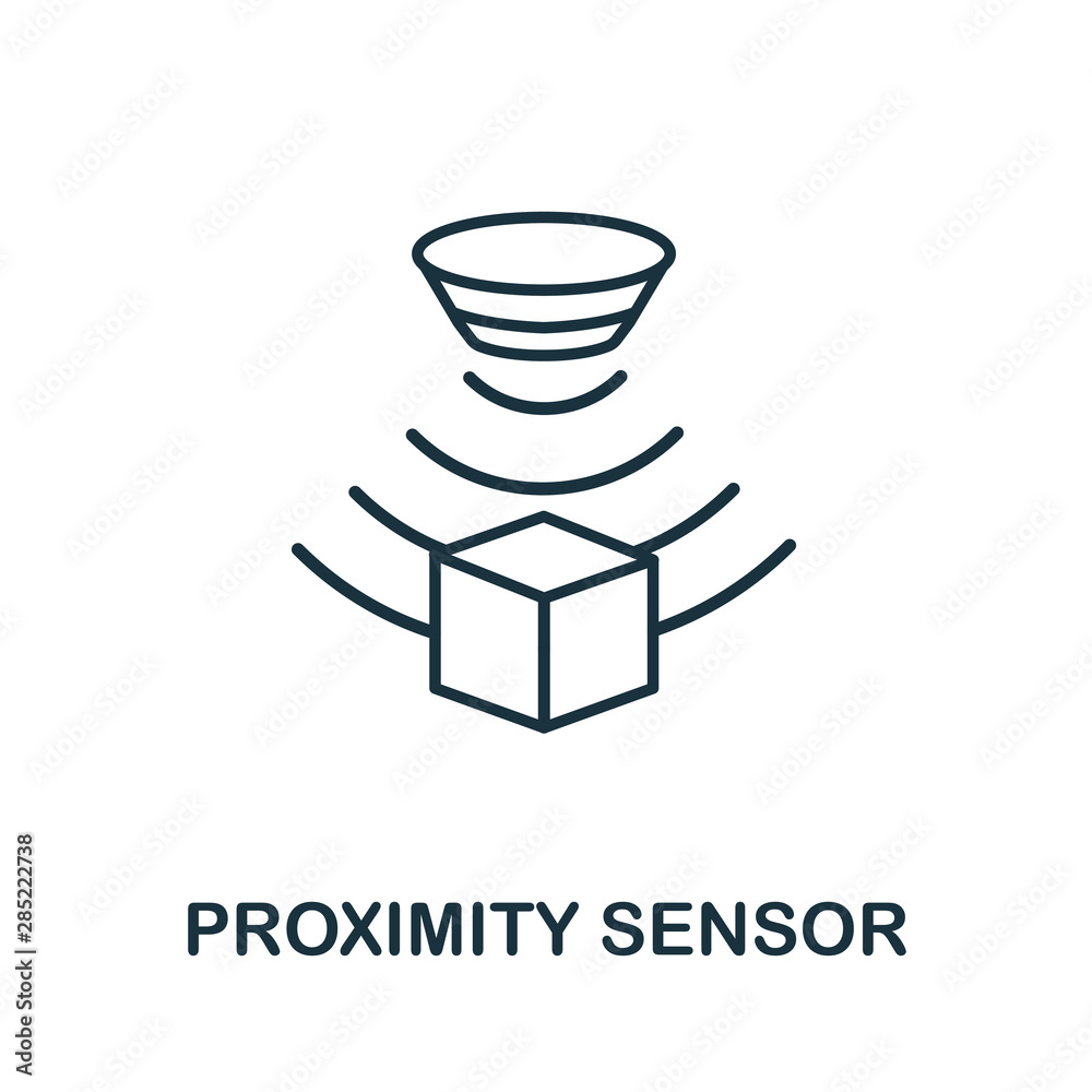 Vetor do Stock: Proximity Sensor outline icon. Thin line style from sensors icons collection ...