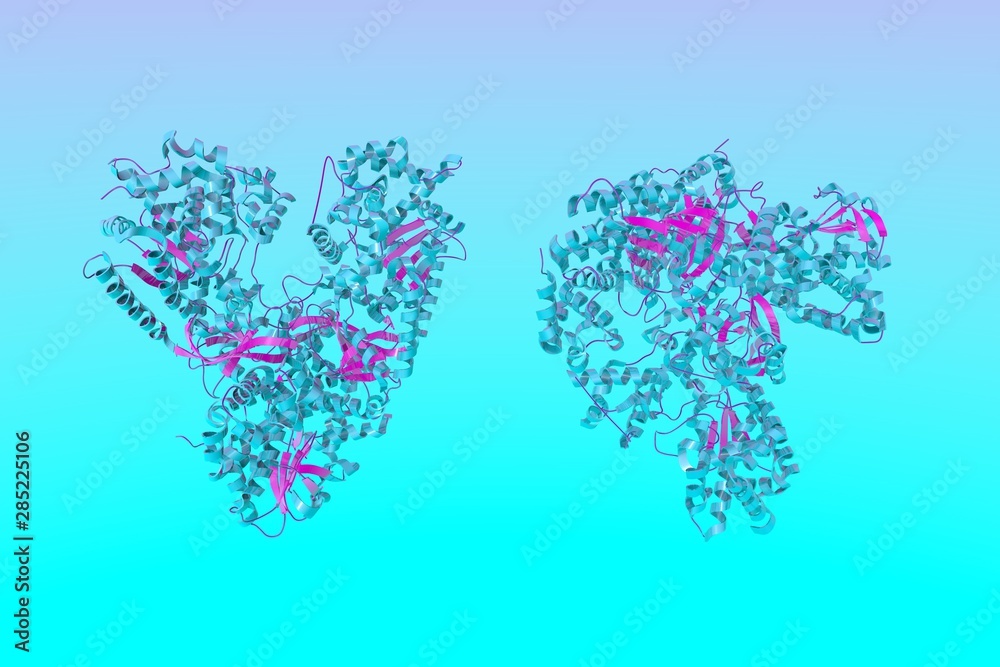 Anthrax toxin lethal factor on blue background. Crystal structure of ...