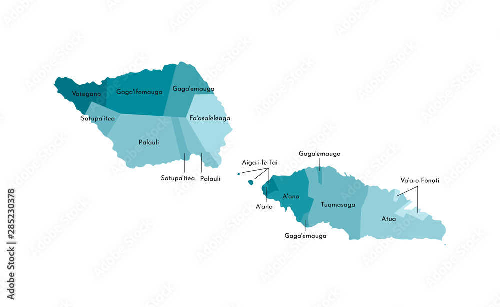 Vector isolated illustration of simplified administrative map of Samoa ...