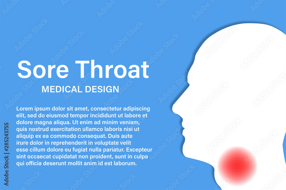 Sore throat. Sick man. Pharmacology design template. Sore throat symbol ...