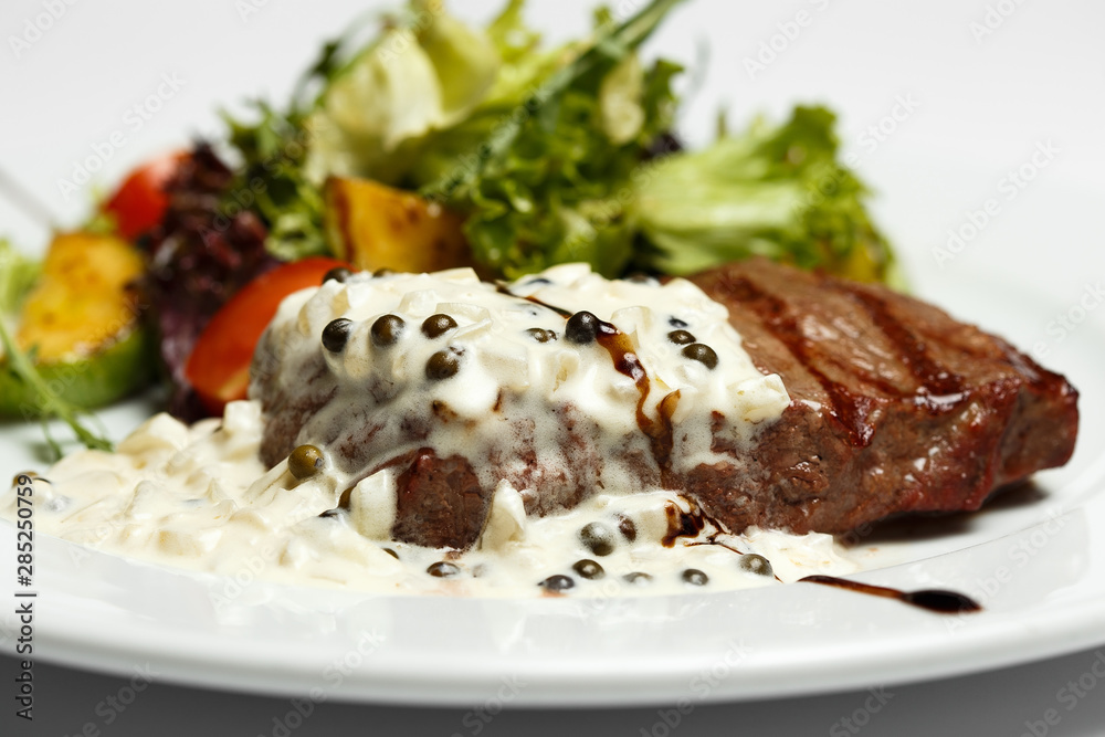 beef medallion in a creamy-rib sauce Stock Photo | Adobe Stock