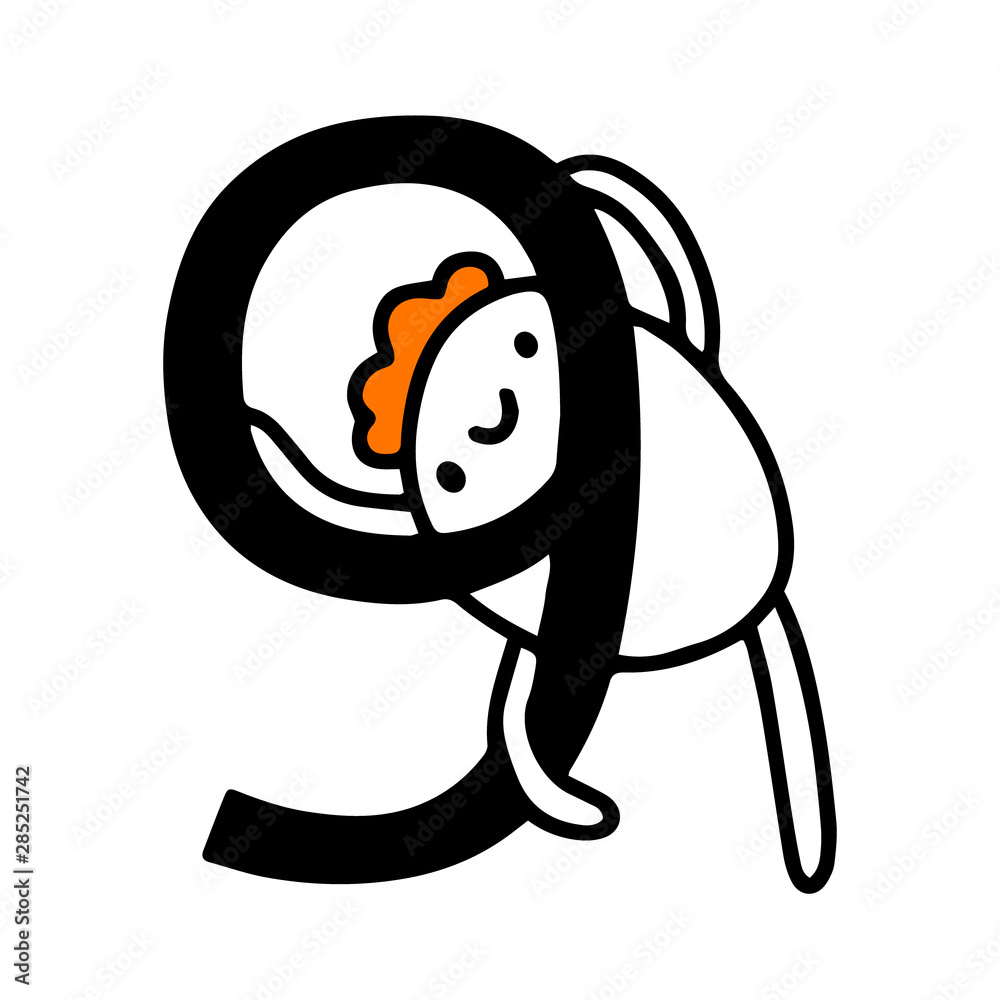 Cute and funny colorful 9 nine number characters, cartoon vector ...