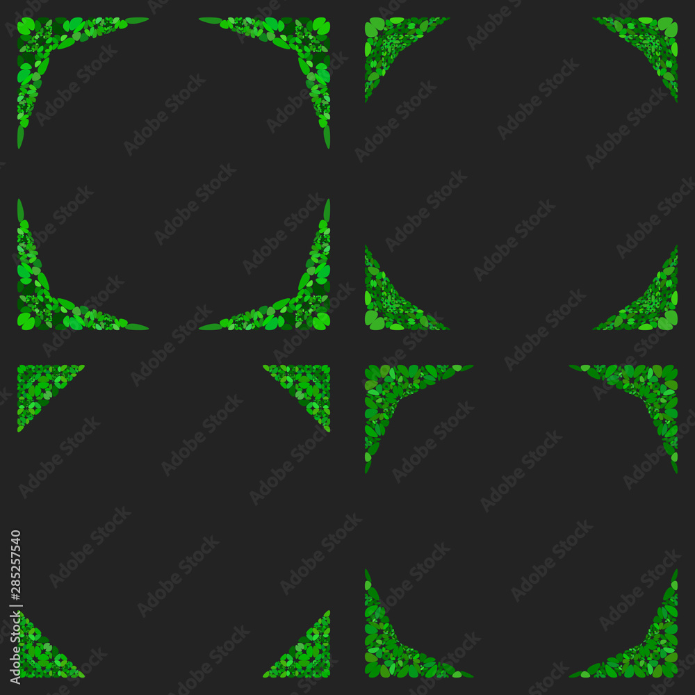 Green curved stone mosaic page border design set - vector design ...