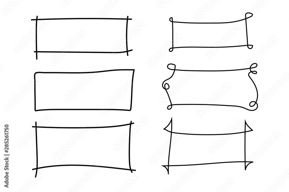 Set of hand drawn rectangle, hand drawn frames, rectangle frames. Text ...