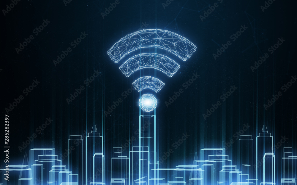 Wireless technology created for modern cities.3d rendering. Stock Photo ...