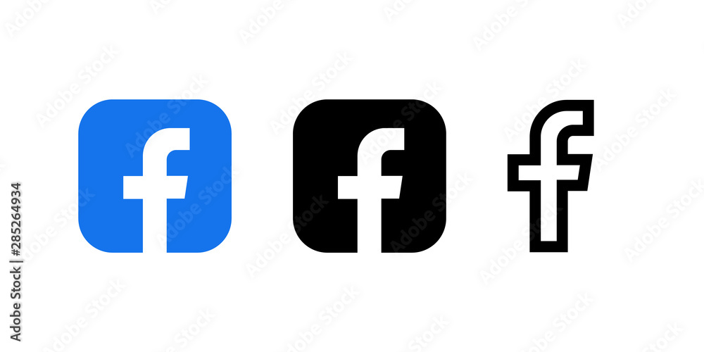 Facebook logo and icon printed on white paper in different styles Stock ...