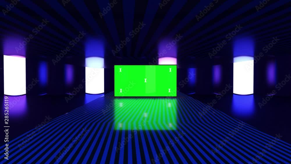 Abstract creative tunnel and green screen alpha channel billboard mock ...