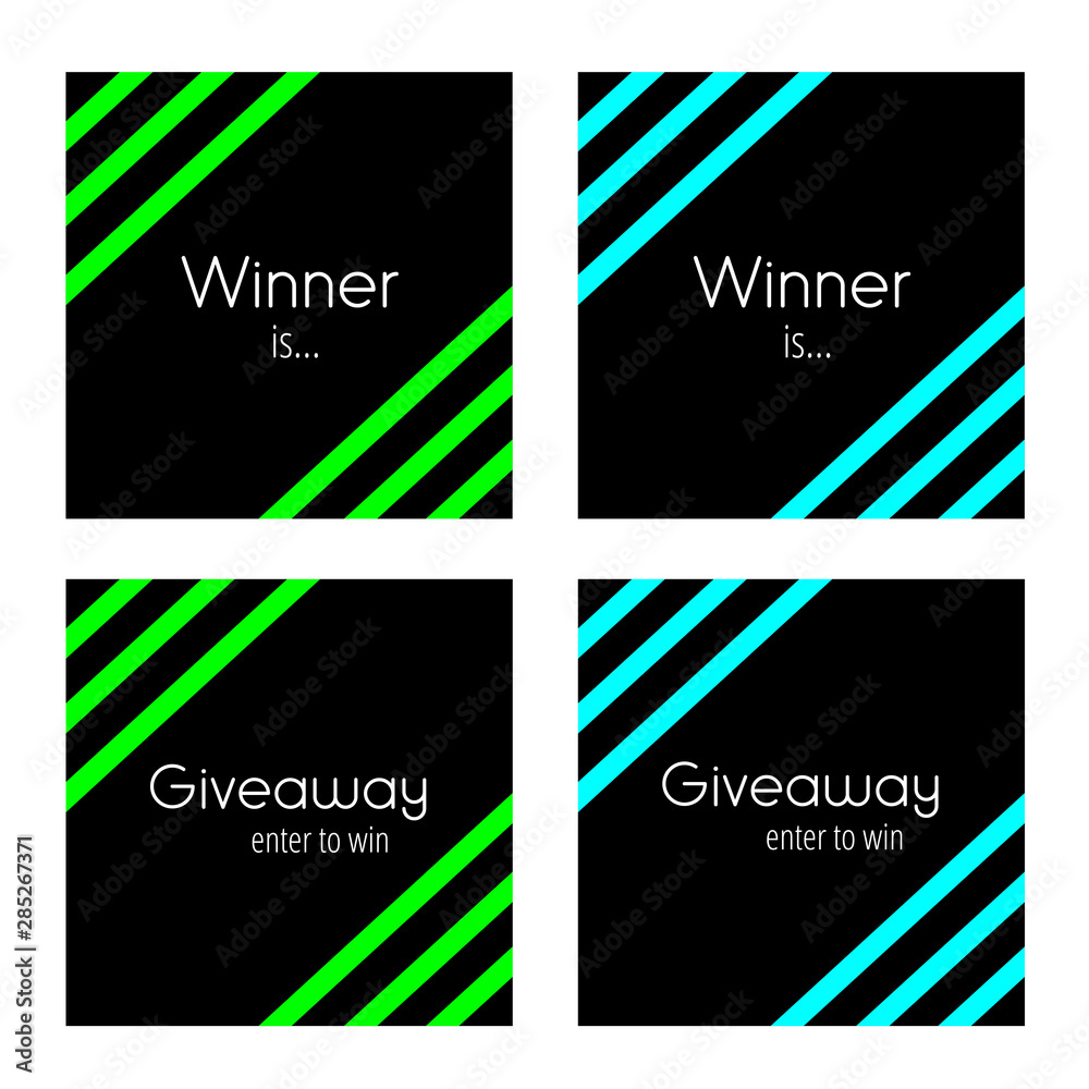 Giveaway and winner stylish square templates with diagonal stripes at ...