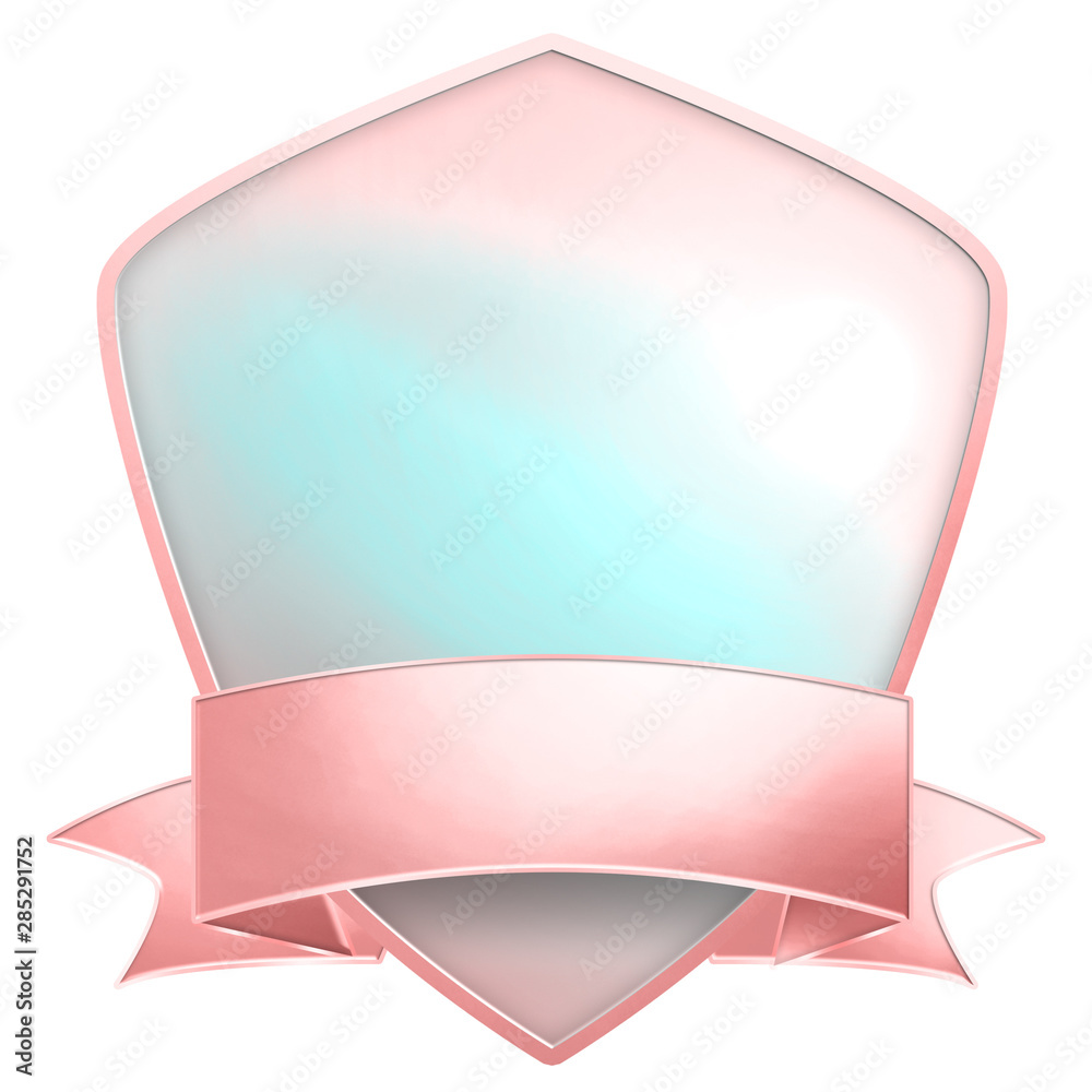 Blank pink shield with ribbon. Gold shield. Premium quality banner ...