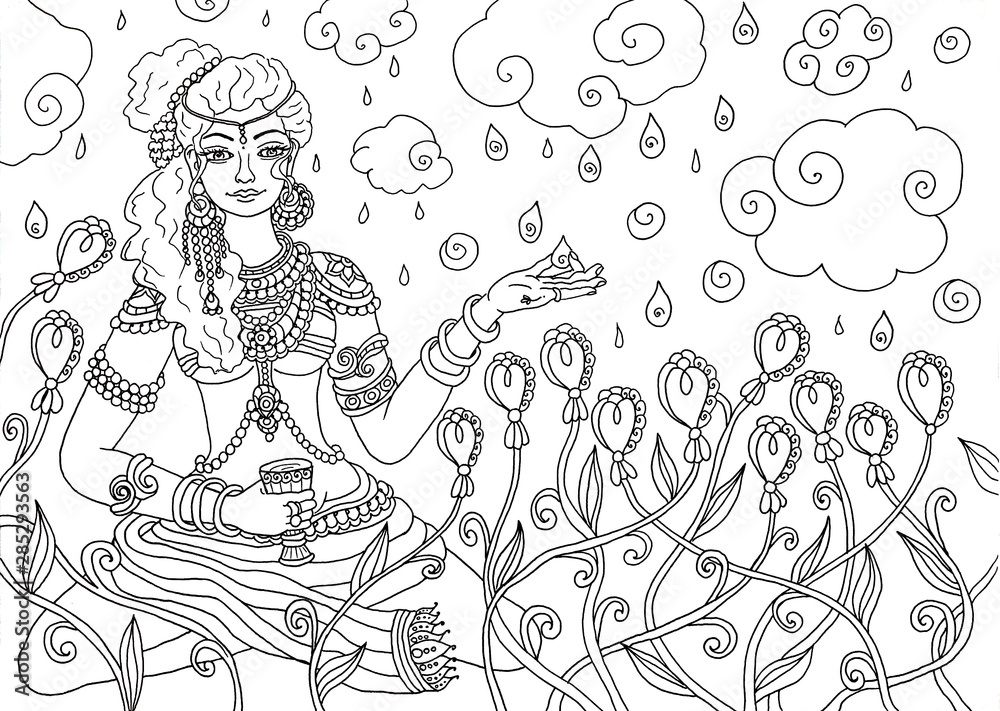 Mural Coloring Kerala Shiva Pages Printable Painting Outline Indian ...