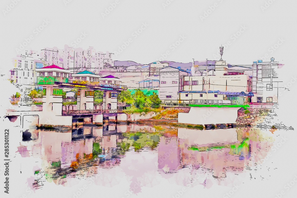 Beautiful landscape view of Janglim port old fishing port of Busan in ...