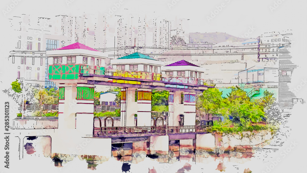 Beautiful landscape view of Janglim port old fishing port of Busan in ...