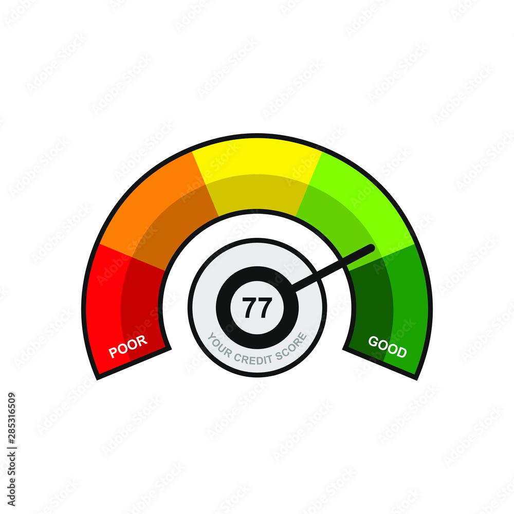 Credit score indicators. Speedometer goods gauge rating meter. Level ...