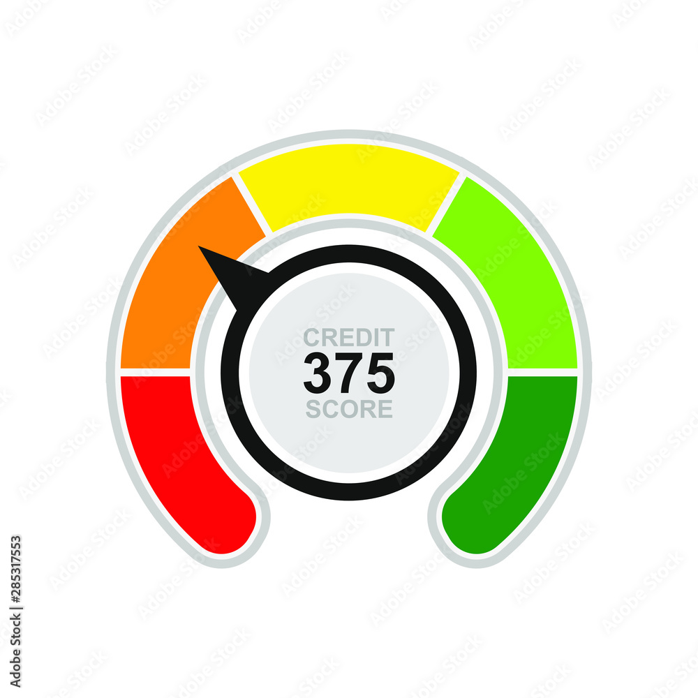 Credit score indicators. Speedometer goods gauge rating meter. Level ...