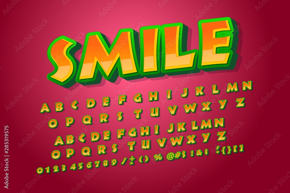 Smile font.Condensed display font popart design, alphabet, letters and ...
