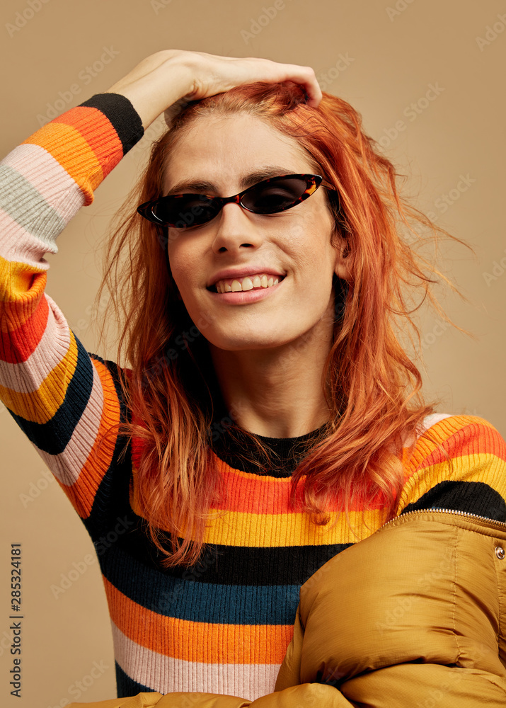 Beautiful androgynous woman fun portrait Stock Photo | Adobe Stock