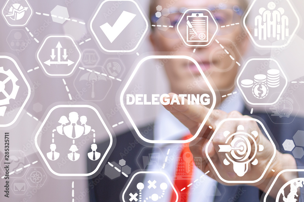 Delegating Leader Business concept. Delegate Management Organization ...