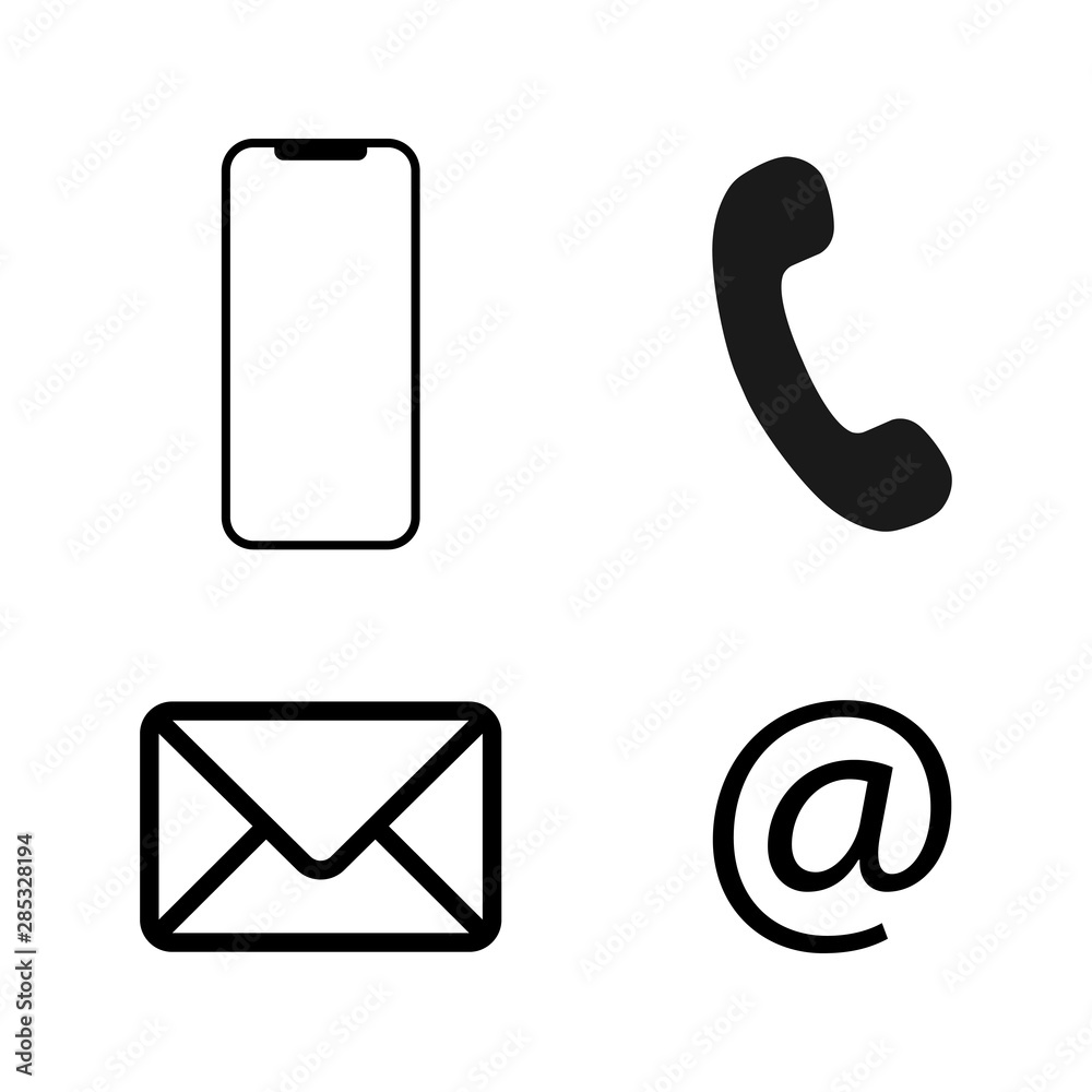 Contact set - email, envelope, phone, mobile icons Stock Vector | Adobe ...