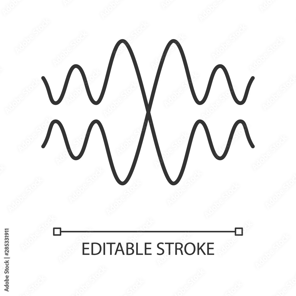 Sound, audio wave linear icon. Thin line illustration. Vibration, noise ...