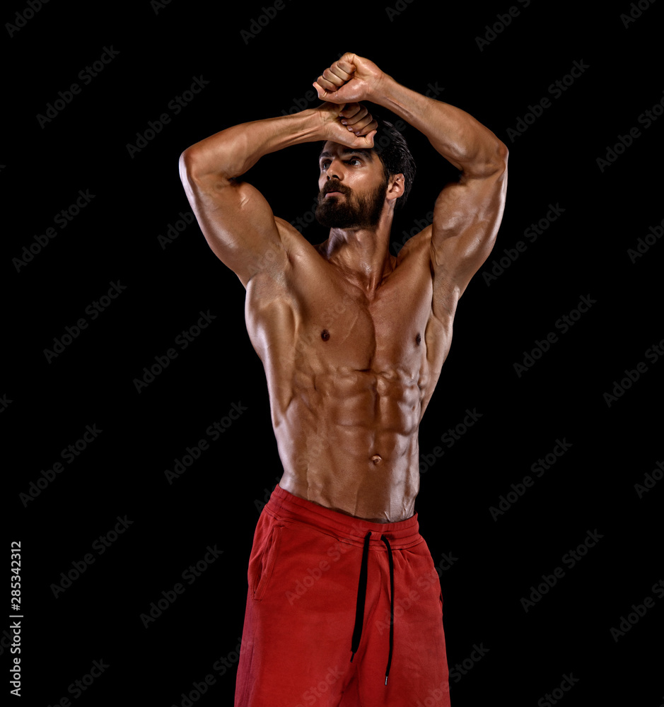 Handsome Muscular Men Posing and Flexing Muscles Stock Photo | Adobe Stock