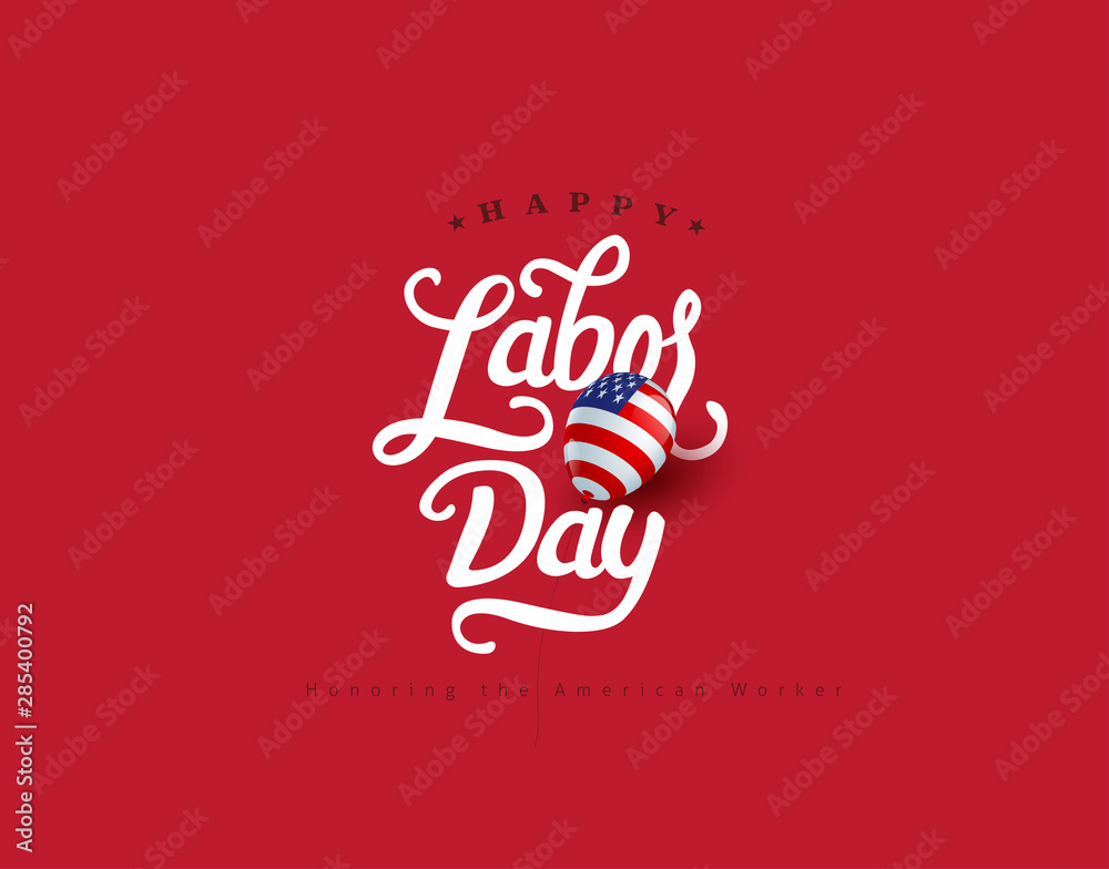 Happy labor day hand lettering background banner template.Vector ...